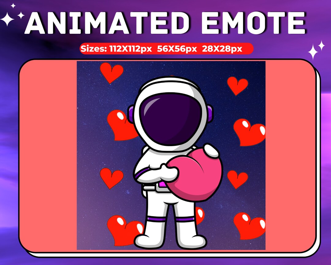 Astronaut Animated Emote, Twitch Emote, Space Emote, Heart Emote ...