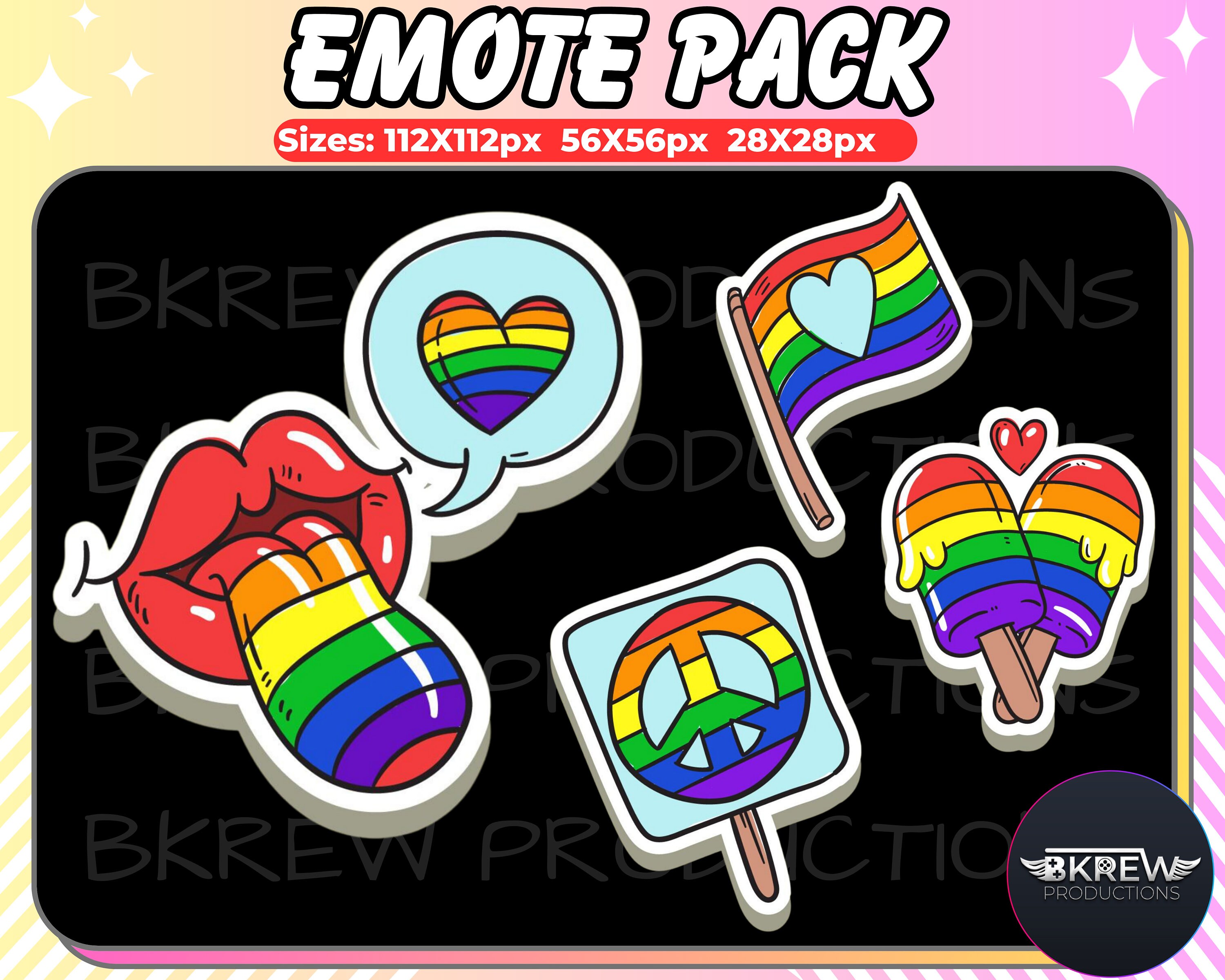 Pride Emotes for Twitch Streamers & Gamers Love Cute Happy - Etsy