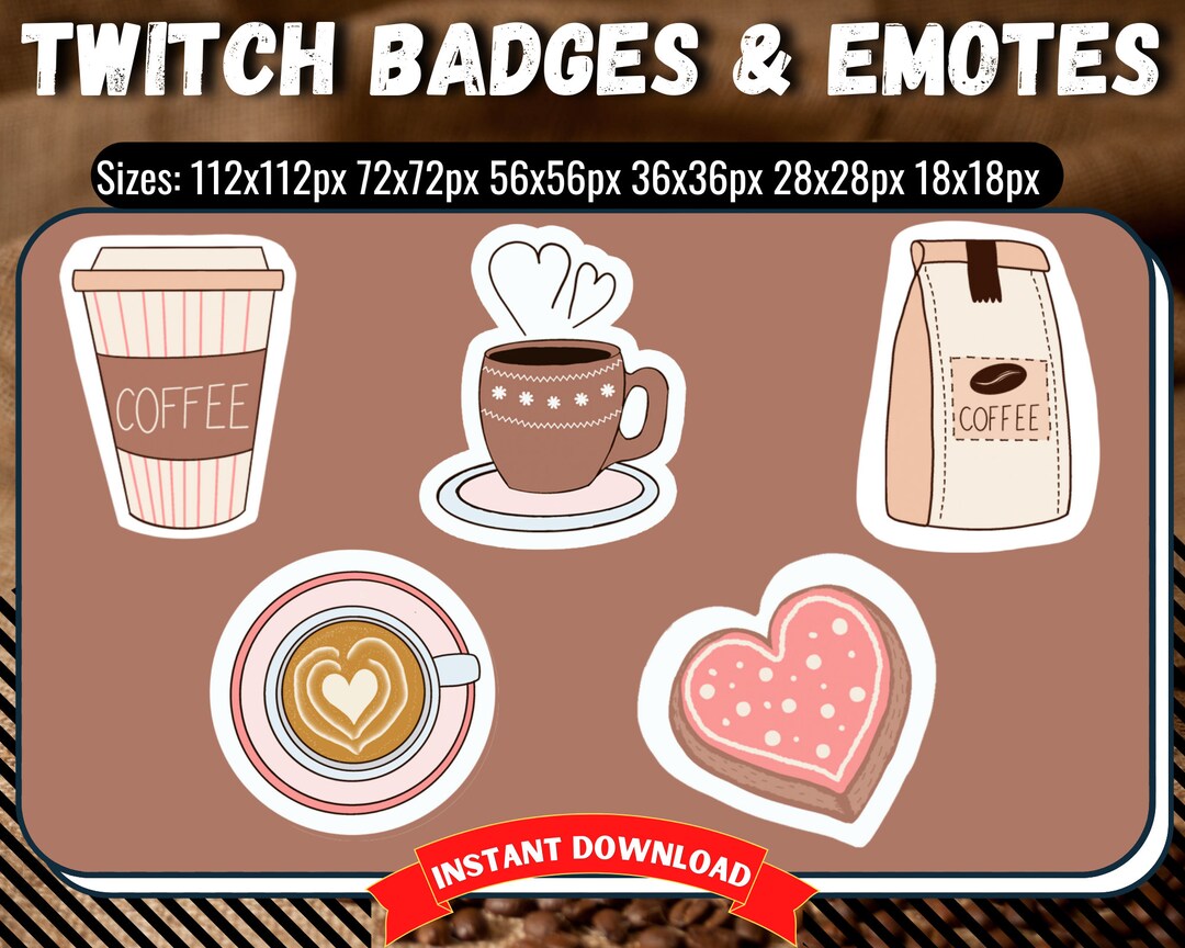 6 Coffee Sub,bit,cheer Badges for Twitch, Food/drink Emotes, Twitch ...