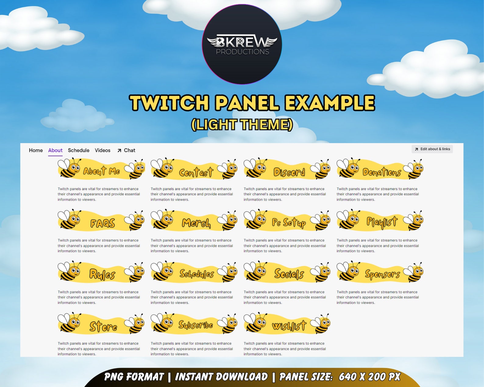 Bee Twitch Panels, Twitch Overlay, Discord Emotes, Streamer Panels, Bee ...