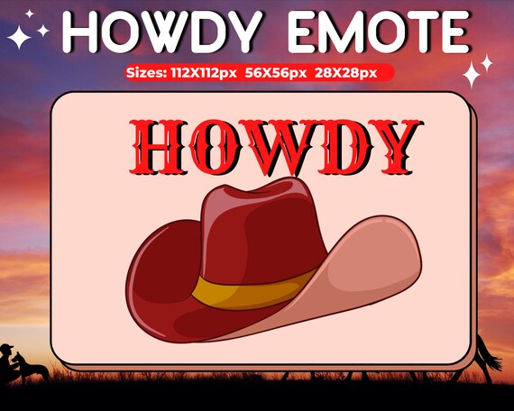 HOWDY Emote for Your Twitch Stream Cowboy Emote Hat Emote - Etsy