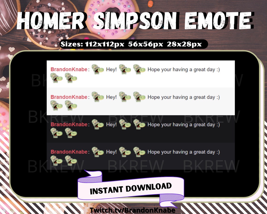 Homer Simpson Emote for Your Twitch Stream Cartoon Funny TV Show Food ...