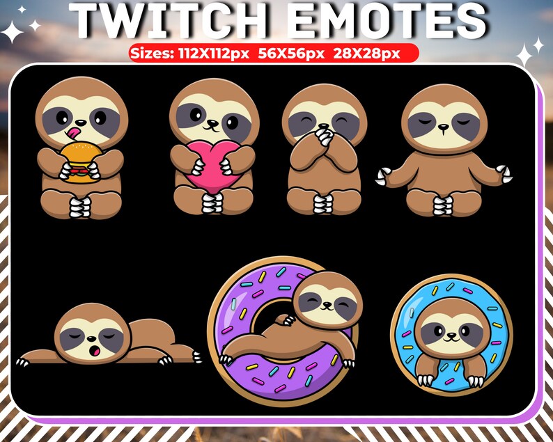 Sloth Emote Pack for Discord, Twitch, and Youtube | Kawaii Streamer ...