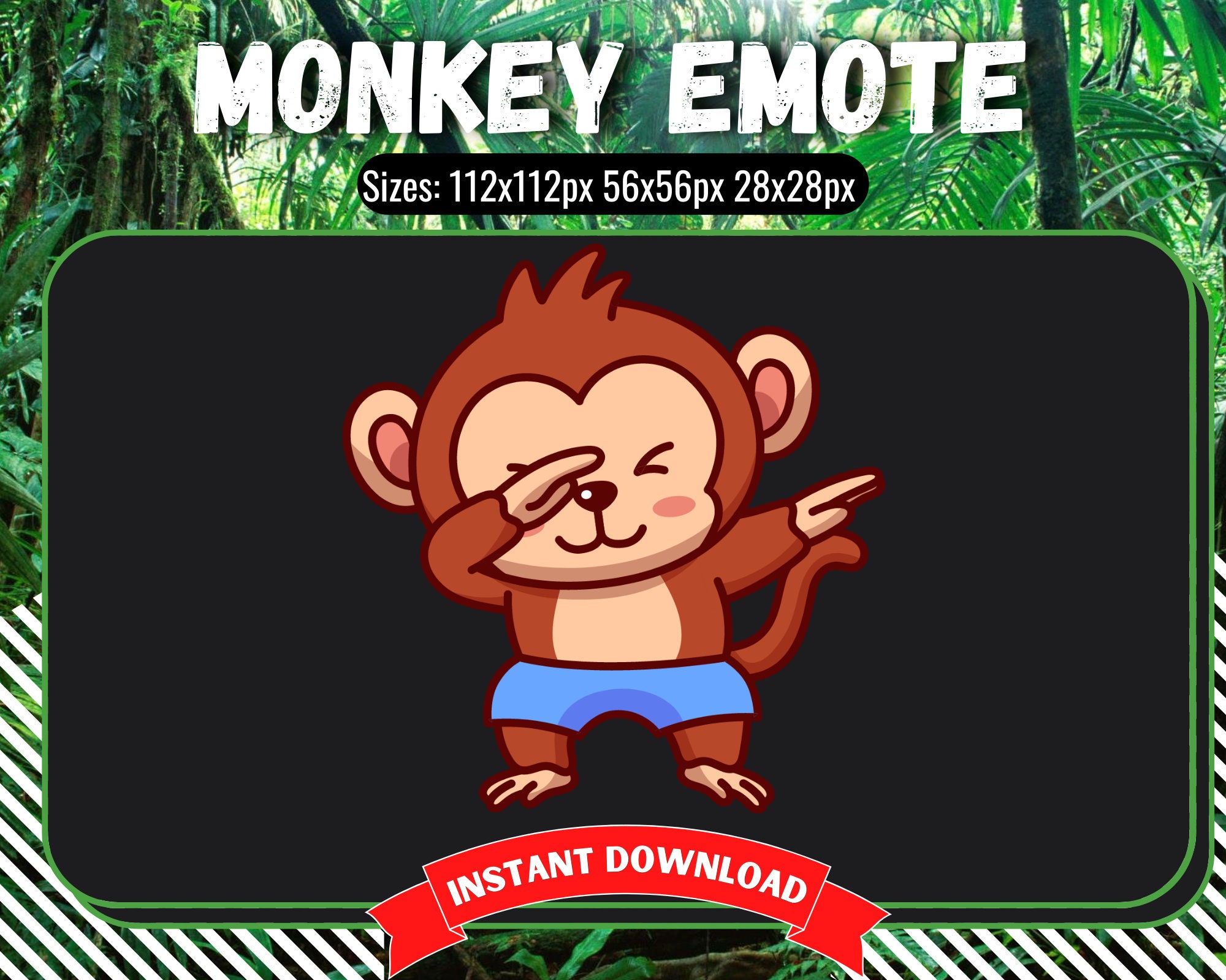 Monkey Emote for Twitch and Discord, Cute Brown Monkey, Chibi Monkey ...