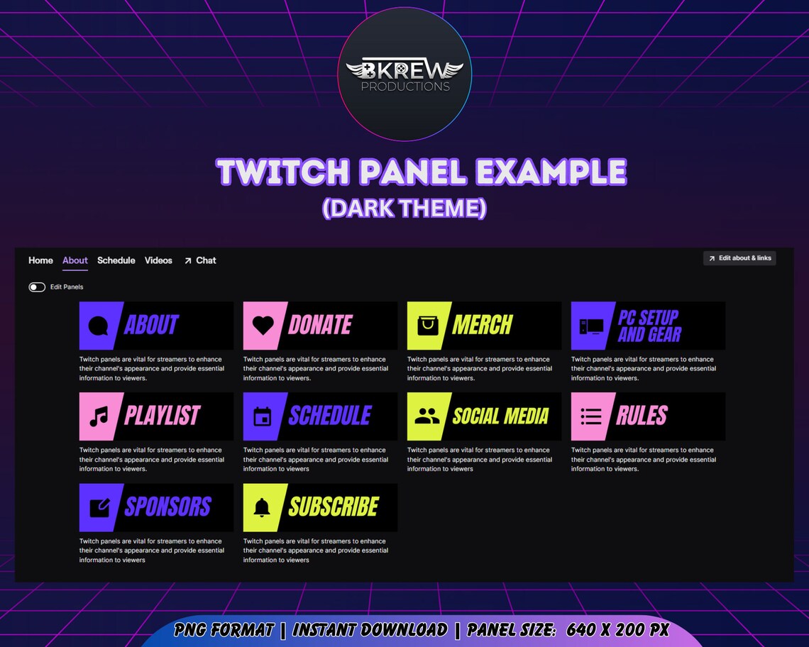 Streamer Twitch Panels, Modern Minimalistic Twitch Overlay, Twitch ...