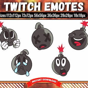 5 Bomb Emotes for Your Twitch Stream Funny Sub Badges Happy Cute Emotes ...