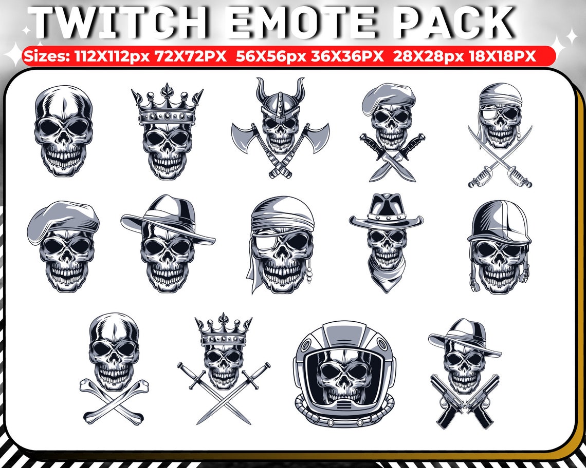 14 Skull Emote Pack - Twitch and Discord Emotes, Halloween Theme ...