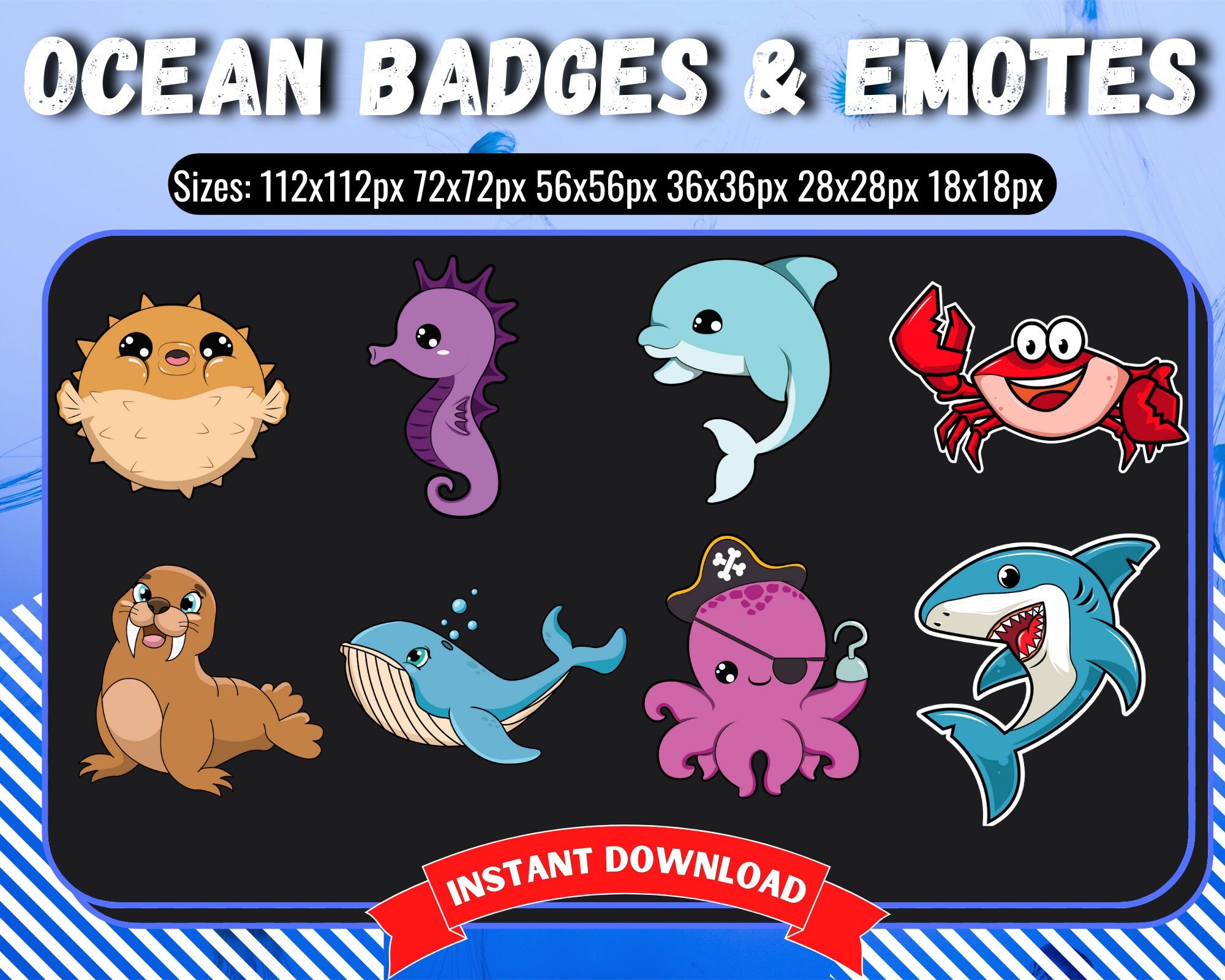 Ocean Animal Twitch Emotes, Streamer Emotes, Cute Discord Emotes, Shark ...