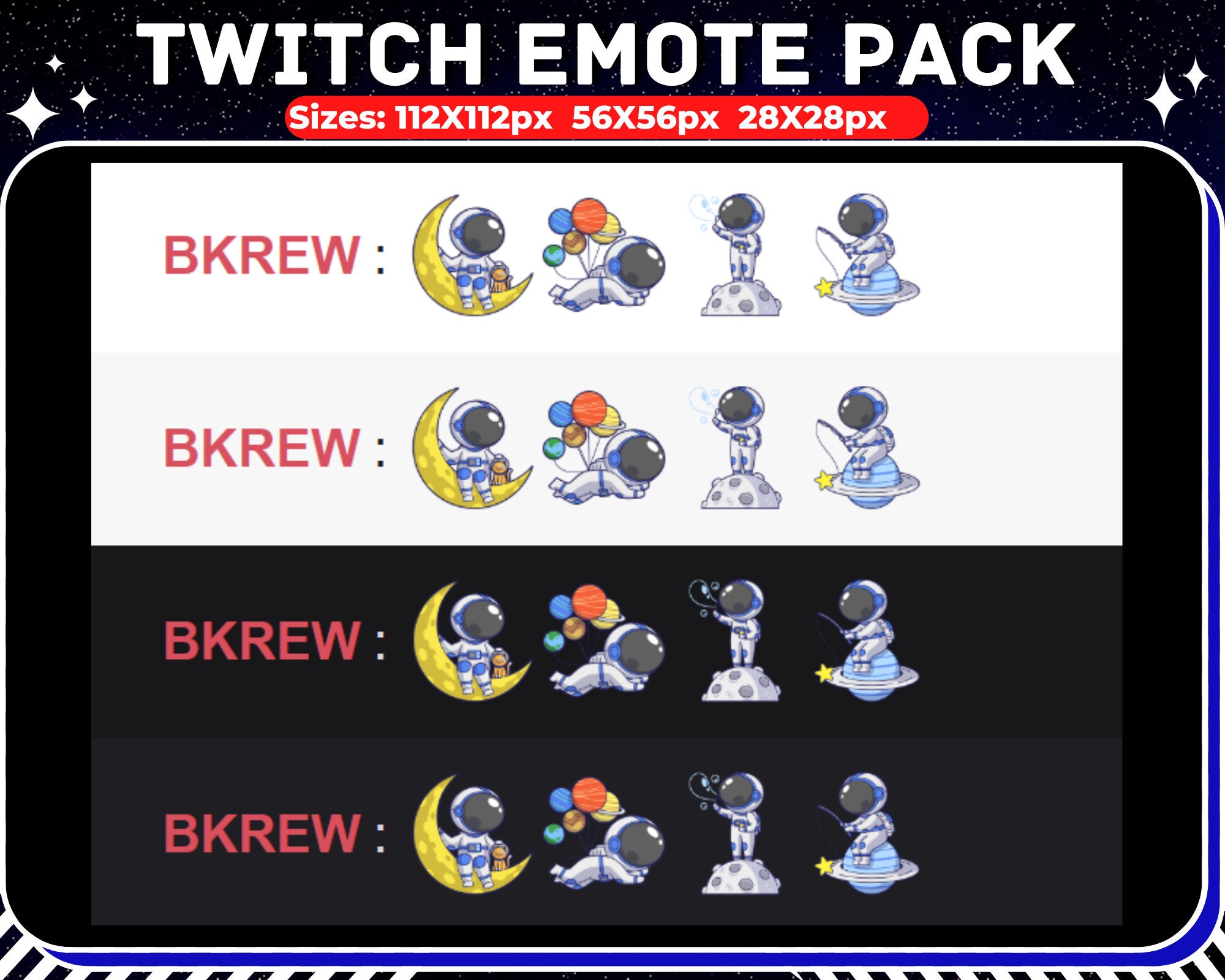 Astronaut Emotes for Twitch and Discord, Streamer Emotes, Space Theme ...