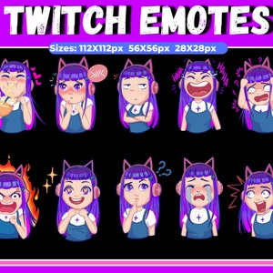 Kawaii Anime Girl Emote Pack, Cute Chibi Emotes for Twitch and Discord ...