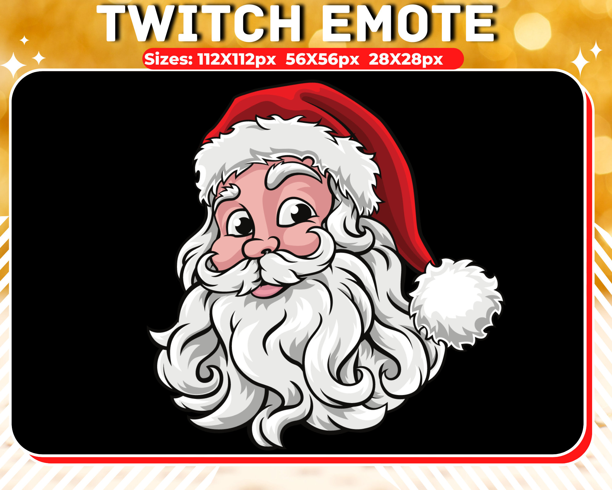 Santa Claus Emote for Twitch/discord, Chibi Xmas Emotes, Stream Beard ...