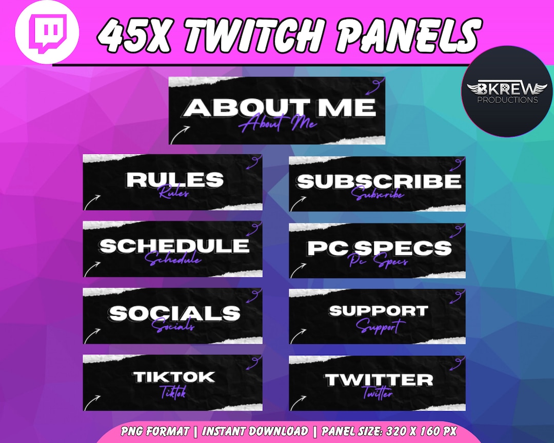 Streamer Twitch Panels, Modern Minimalistic Twitch Overlay, Twitch ...