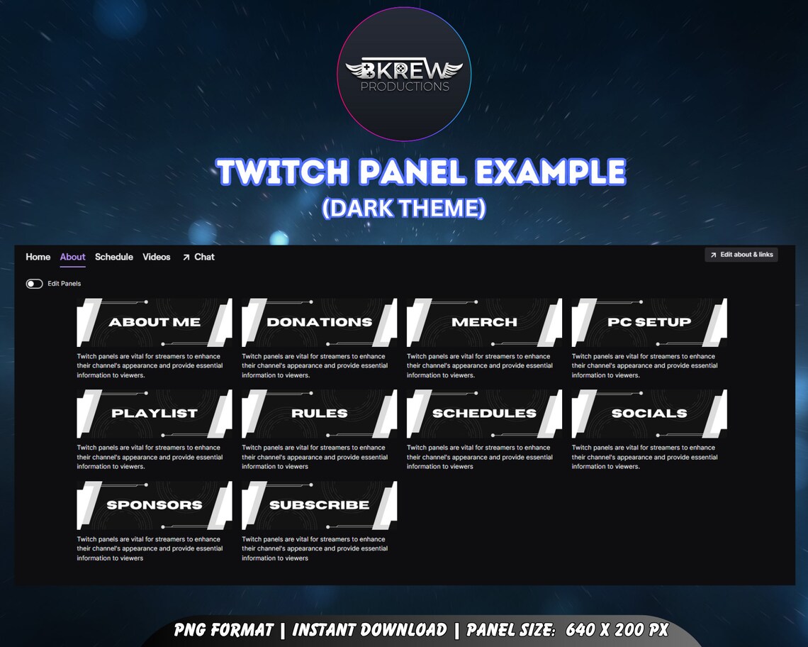 Streamer Twitch Panels, Modern Futuristic Minimalistic Twitch Overlay ...