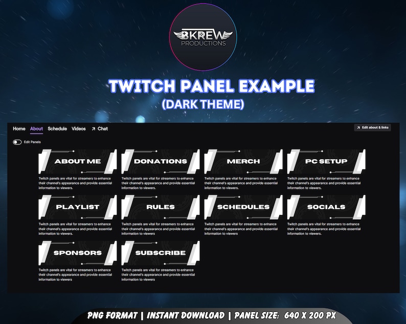 Streamer Twitch Panels, Modern Futuristic Minimalistic Twitch Overlay ...