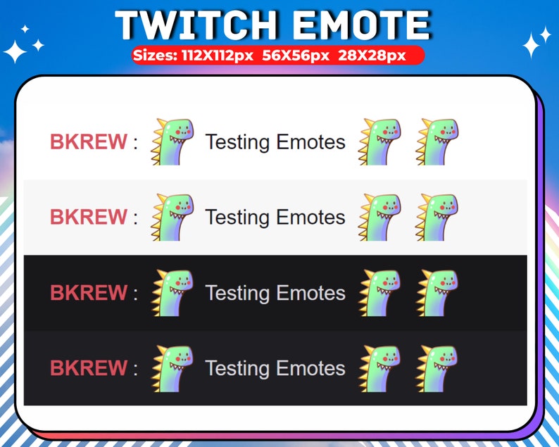 Dinosaur Emote, Cute Dino Emoji, Discord and Twitch Emotes, Kawaii Dino ...
