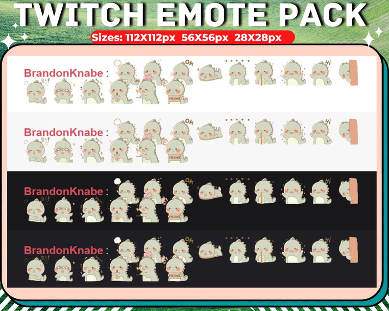 15 Cute Dinosaur Emote Pack for Your Twitch Stream! | Dinosaur Emote ...
