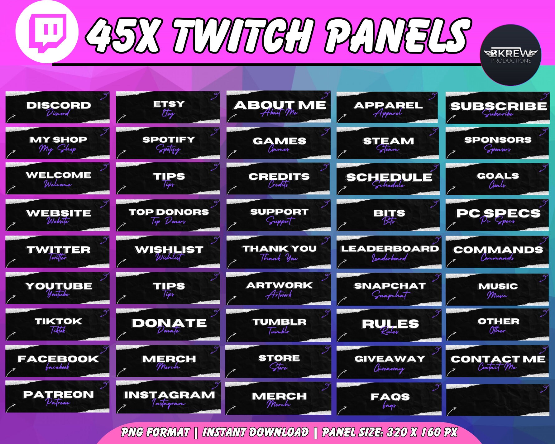 Streamer Twitch Panels, Modern Minimalistic Twitch Overlay, Twitch ...