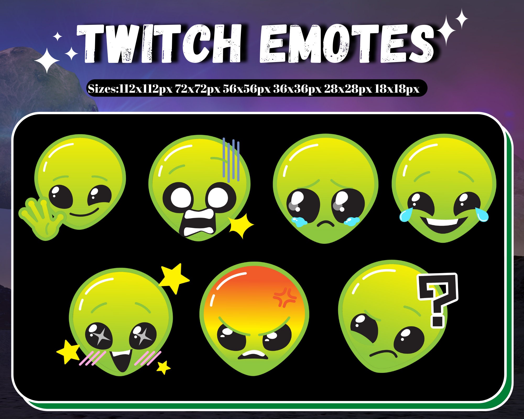 7 Twitch Alien Emote Set for Streamers and Gamers Cartoon Meme Emotes ...