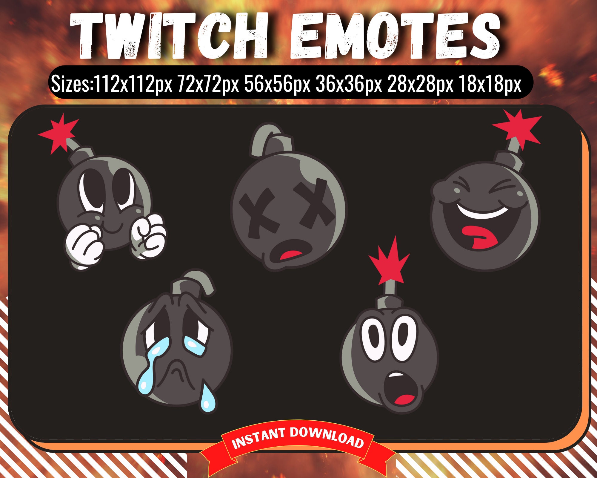 5 Bomb Emotes for Your Twitch Stream Funny Sub Badges Happy Cute Emotes ...