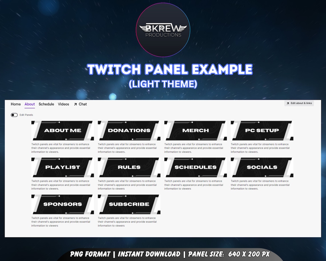 Streamer Twitch Panels, Modern Futuristic Minimalistic Twitch Overlay ...