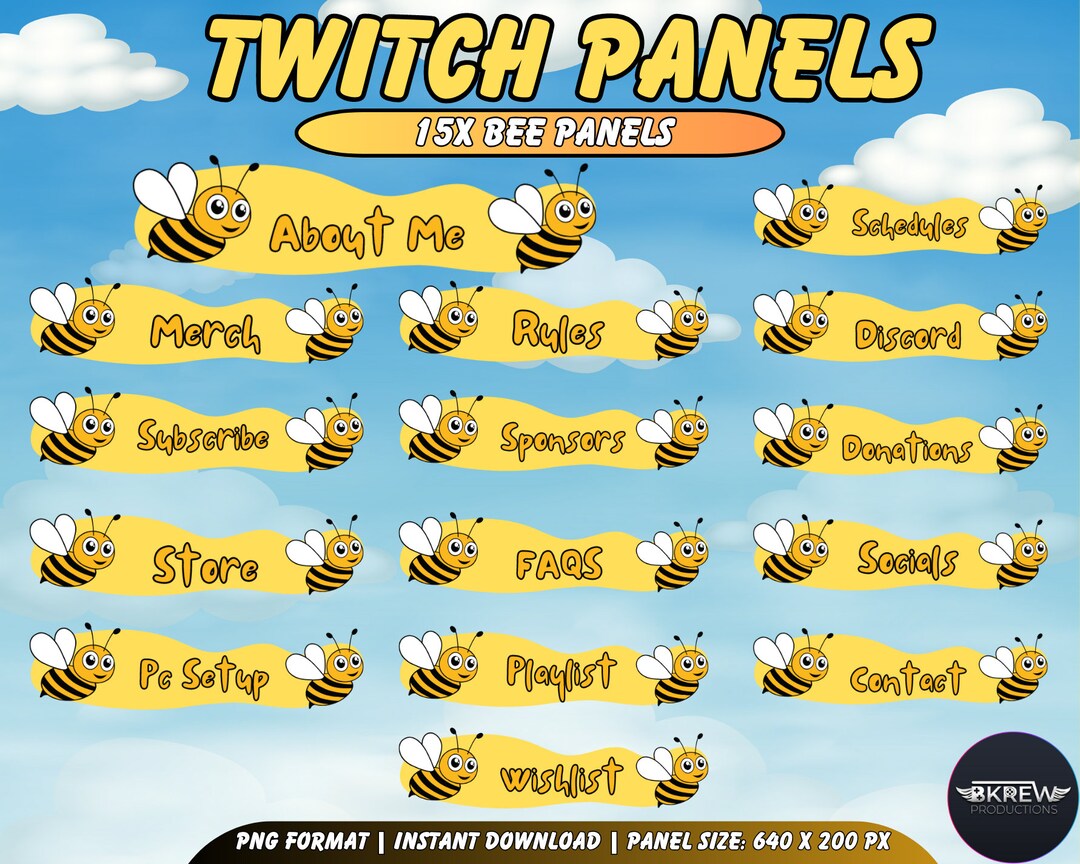 Bee Twitch Panels, Twitch Overlay, Discord Emotes, Streamer Panels, Bee ...
