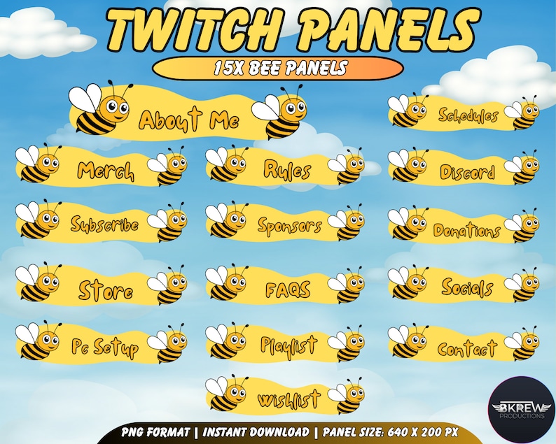 Bee Twitch Panels, Twitch Overlay, Discord Emotes, Streamer Panels, Bee ...