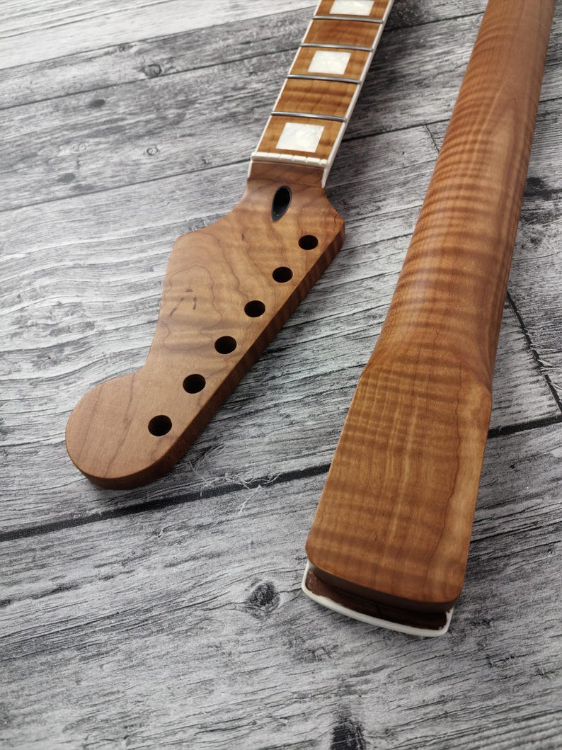Aaa+roasted Flame Maple Guitar Neck S Type Satin Binding Neck Stainless ...