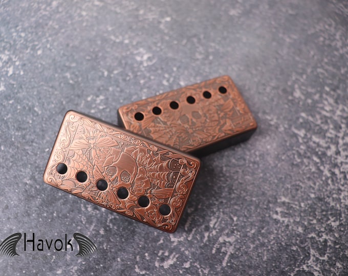 Custom-made Burnt Chrome Pick-up Covers Humbucker No-holes Set of 2 ...