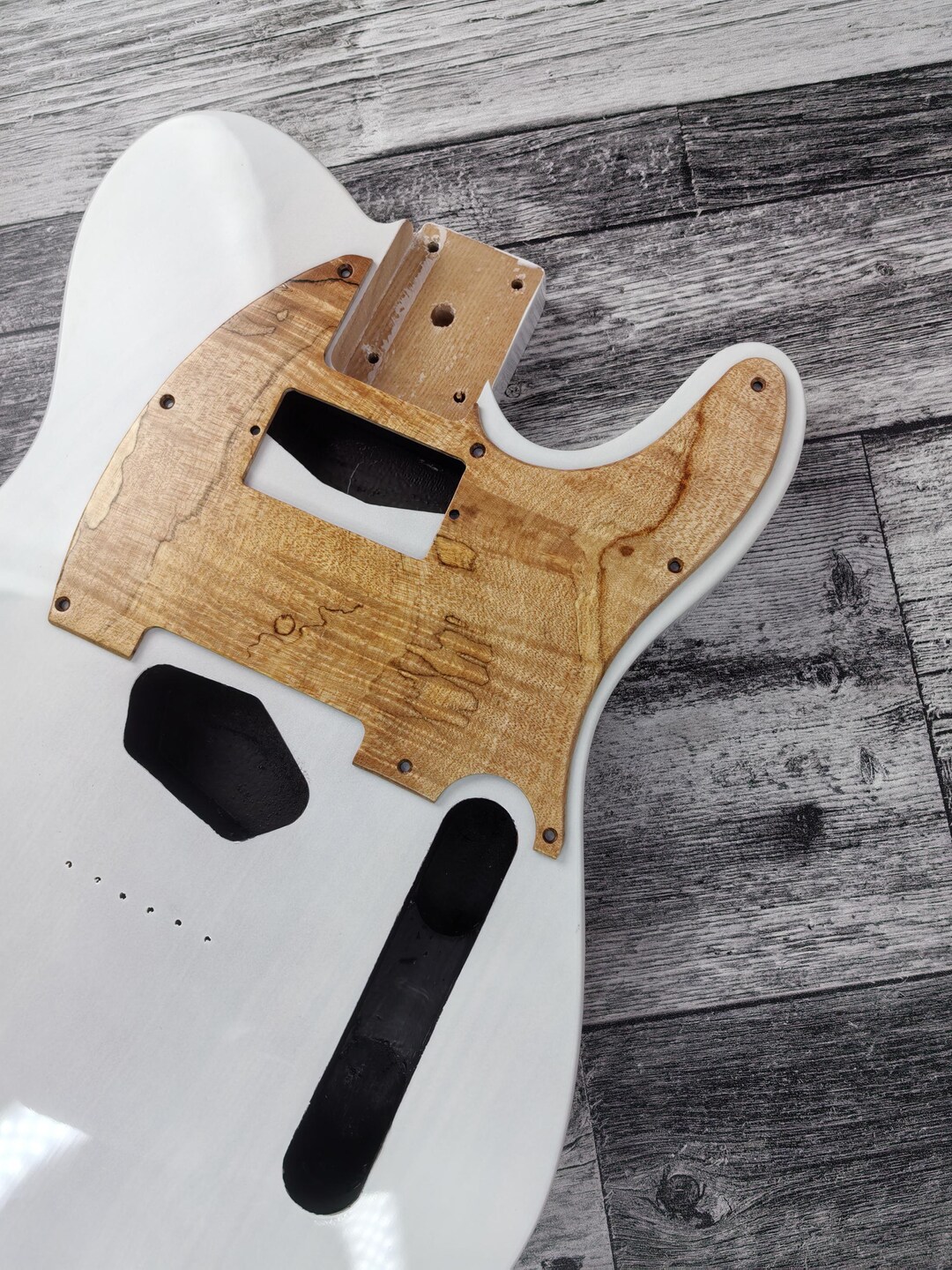Wooden Guitar Guard Spalted Flame Maple Wood T Style Guitar Pickguard ...