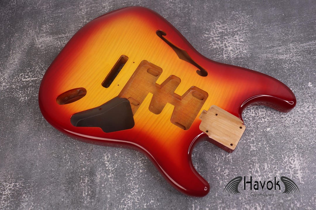Sienna Burst F-hole 2PC Alder S Type Body Tremolo Rout, ST Custom S ...