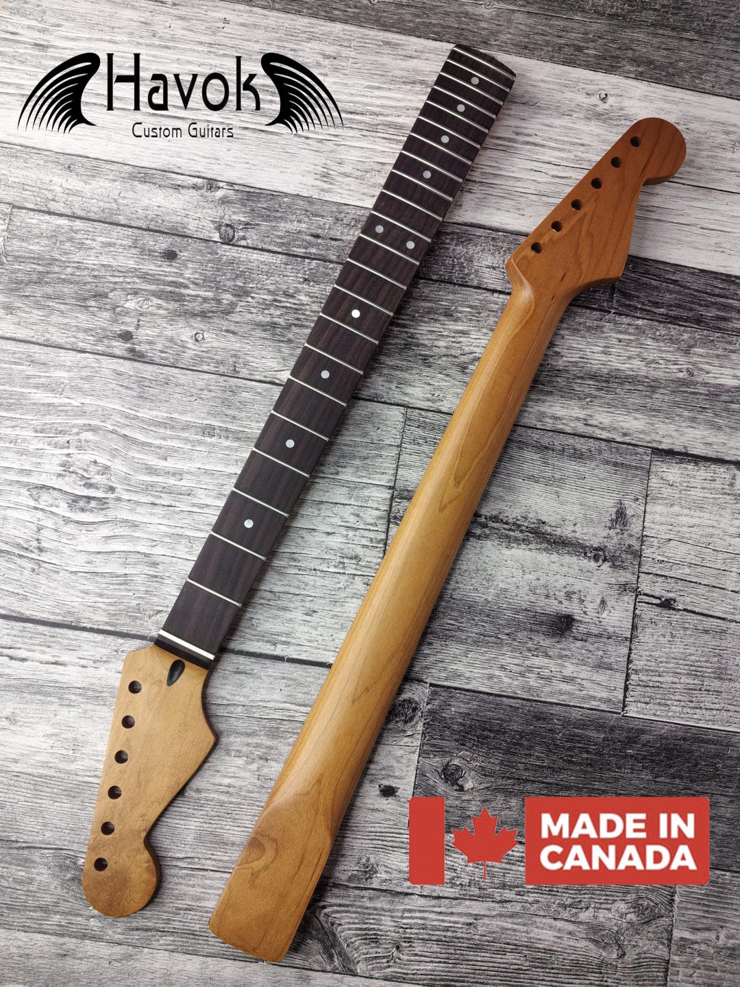 27 Inch Roasted Maple Baritone Guitar Neck, S Style, 22 Nickel Frets ...