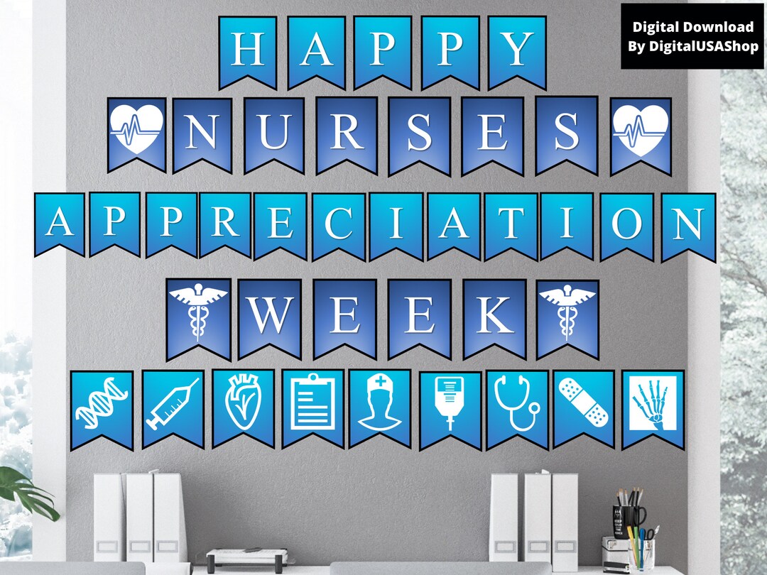 Happy National Nurses Week Printable Wall Banner Nurses Week Gift Nurse ...