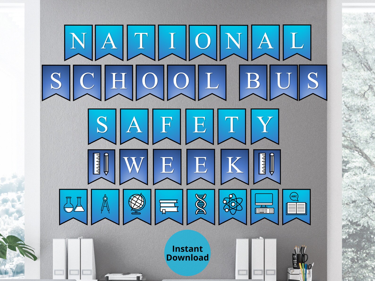 School Bus Safety Week | Printable Wall Banner | School Safety Week ...