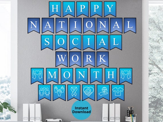 National Social Work Month Printable Wall Banner Social | Etsy