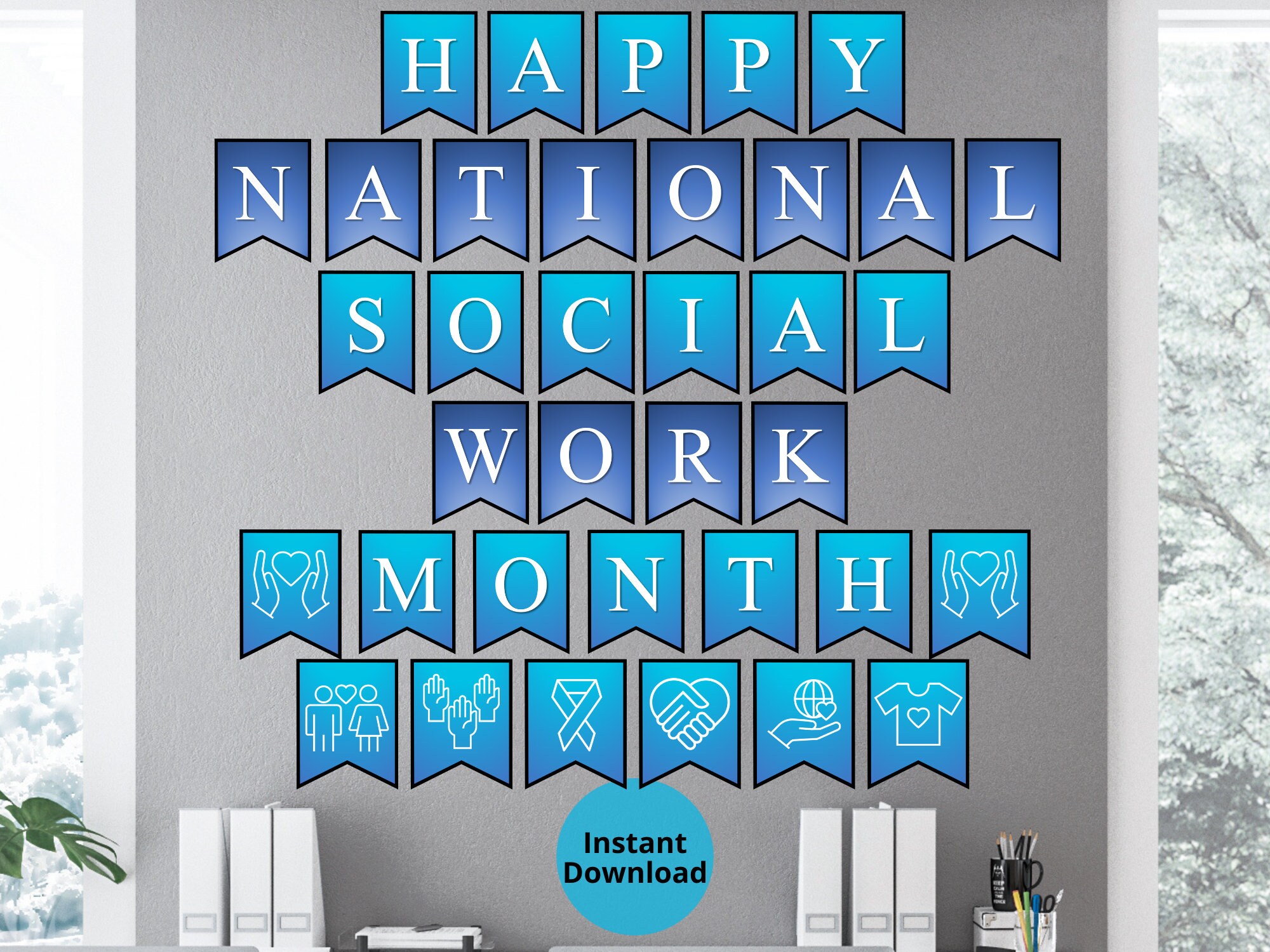 National Social Work Month | Printable Wall Banner | Social Worker ...