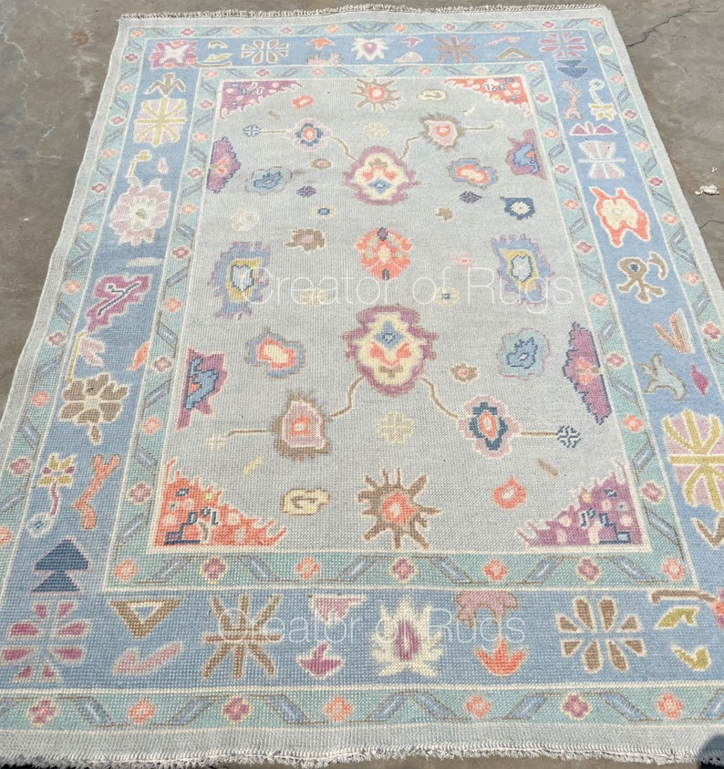 10x14 Blue Turkish Oushak Area Rug Green Oushak Rug Handmade - Etsy