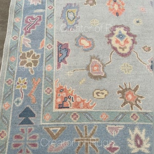 10x14 Blue Turkish Oushak Area Rug, Green Oushak Rug, Handmade Wool Rug ...