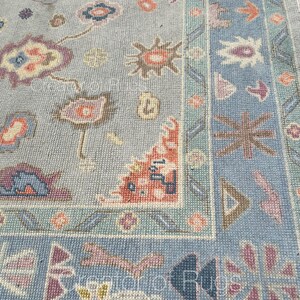 10x14 Blue Turkish Oushak Area Rug, Green Oushak Rug, Handmade Wool Rug ...