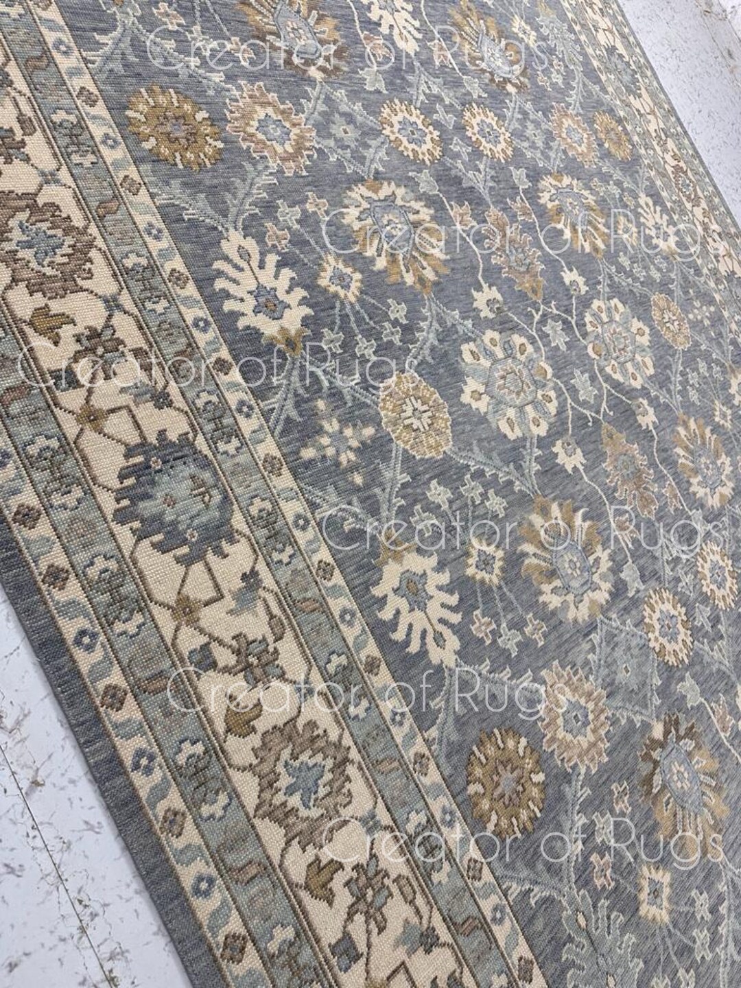 12x15 Vintage Oushak, 20x20 Vintage Rug, Green Oushak Rug, Handmade ...