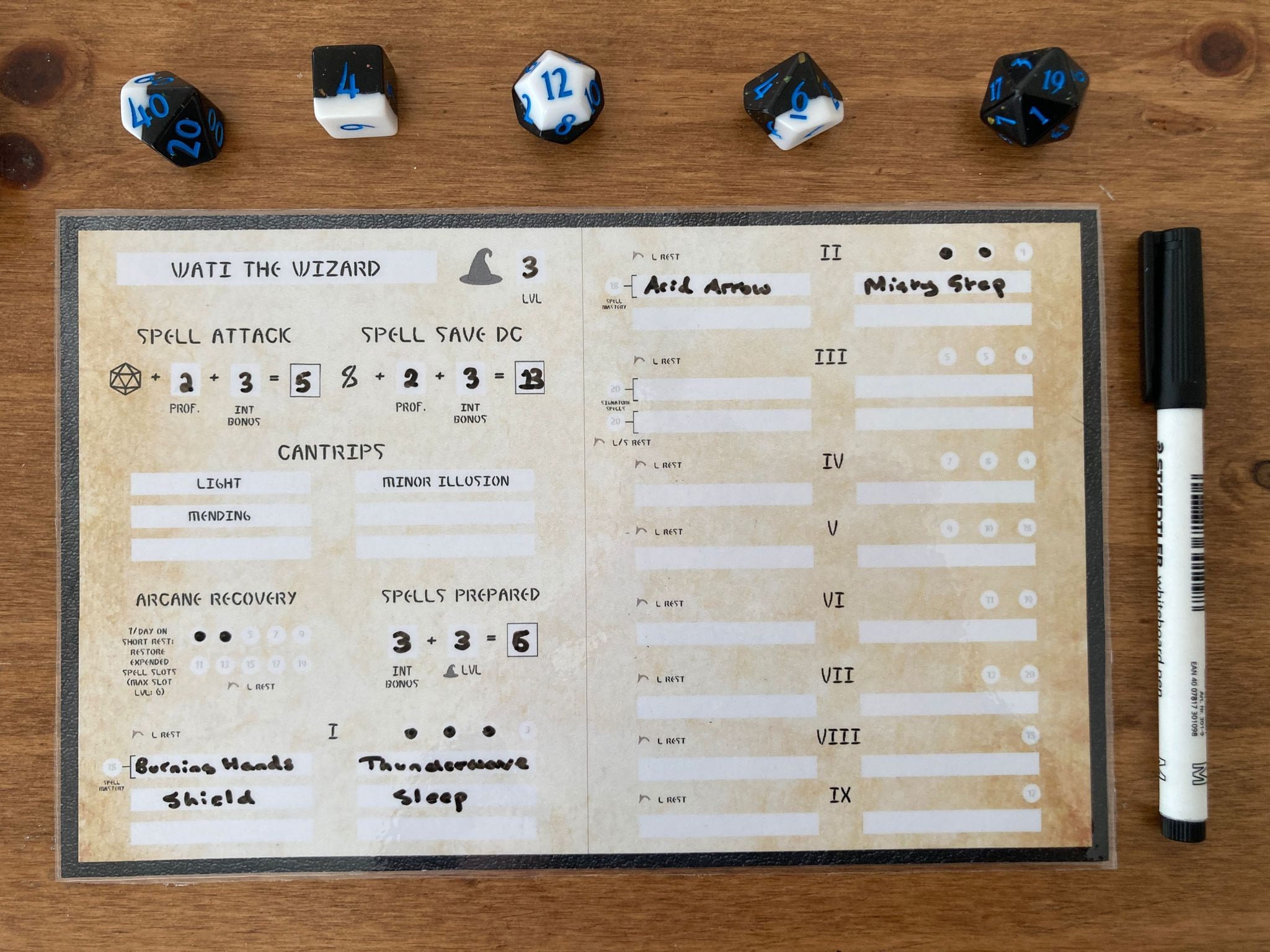 Dnd 5E Wizard Spell and Ability Tracker Spell Tome Print at Home ...