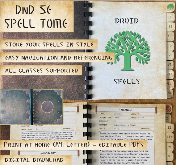 Dnd 5E Spell Tome All Classes A4 Letter Print at Home - Etsy
