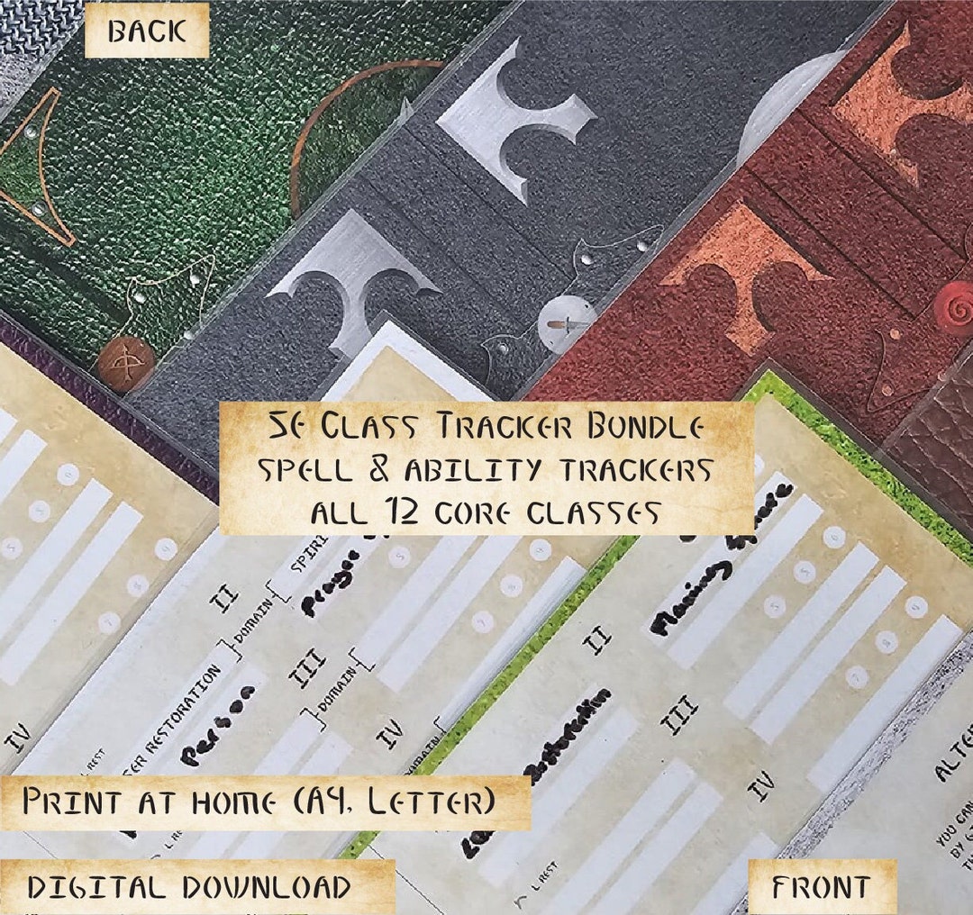 Dnd 2014 Class Tracker Bundle | All 12 Classes | Print at Home, Digital ...