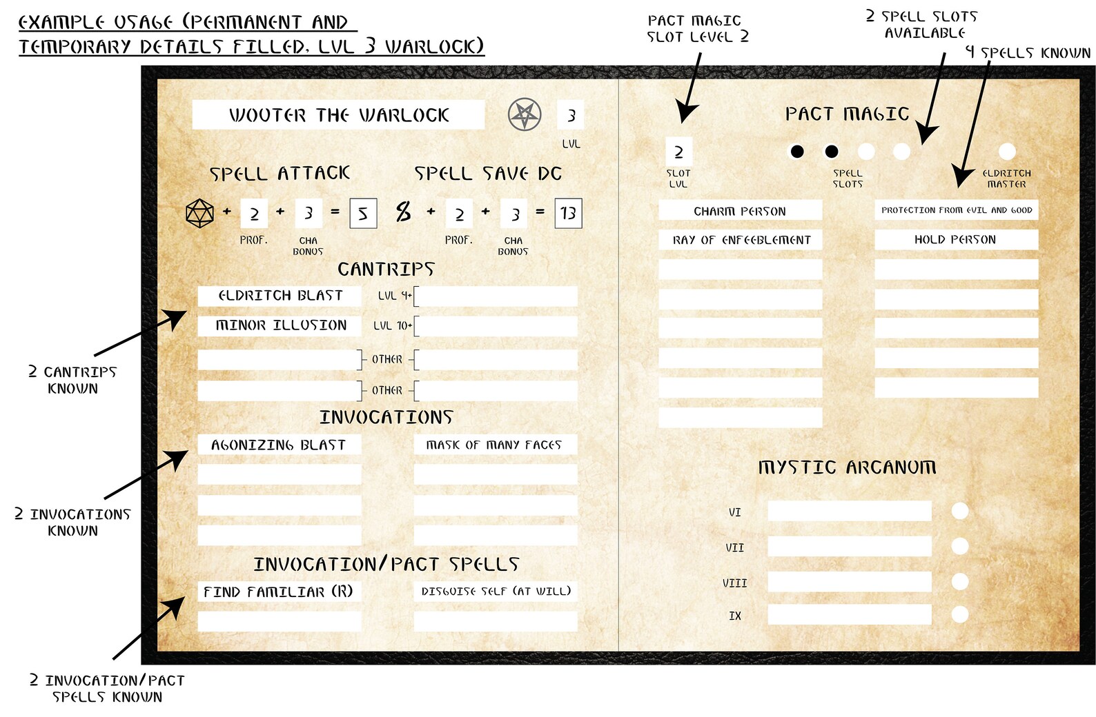 Dnd 5E Warlock Spell and Ability Tracker Spell Tome Print - Etsy Israel