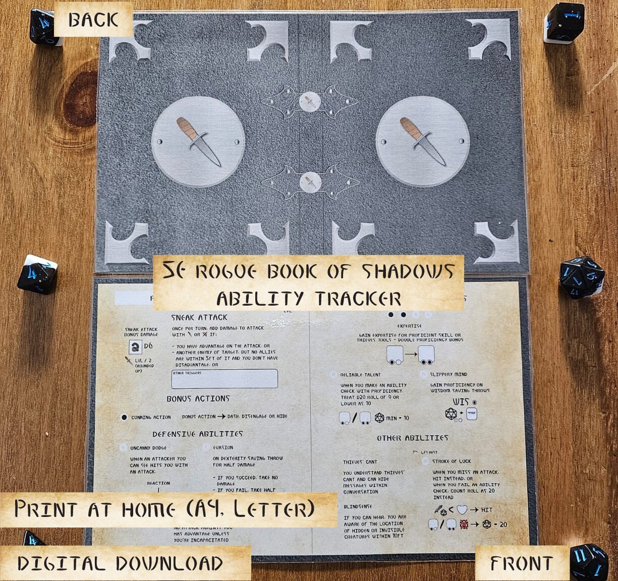 Dnd 5E Rogue Spell and Ability Tracker Book of Shadows - Etsy