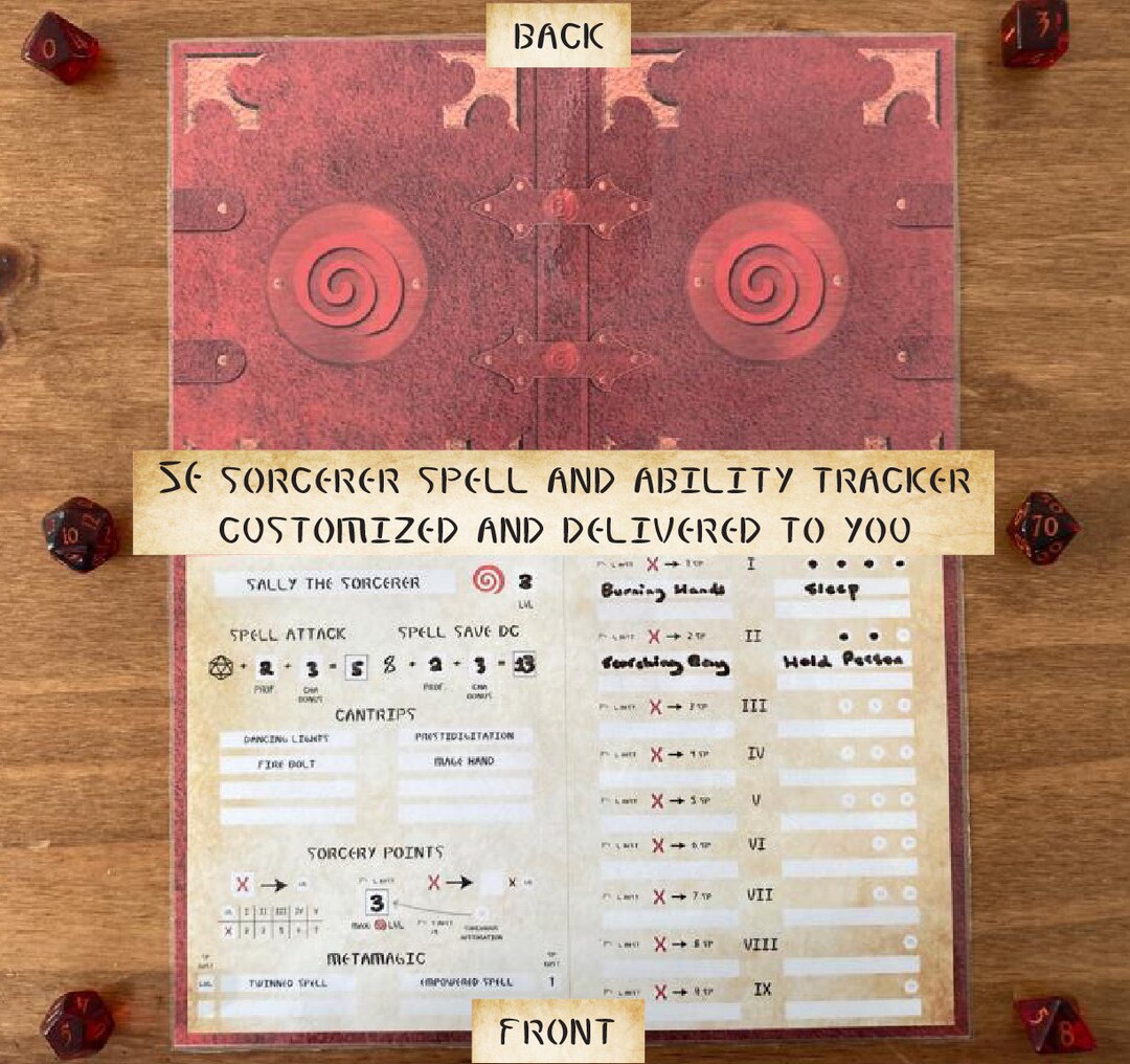 Dnd 2014 Sorcerer Spell and Ability Tracker | Portrait of Power | UK ...