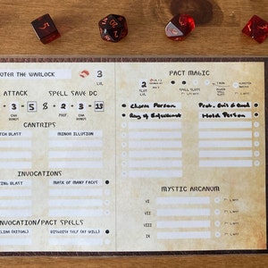 Dnd 2014 Warlock Spell and Ability Tracker | Spell Tome | Print at Home ...