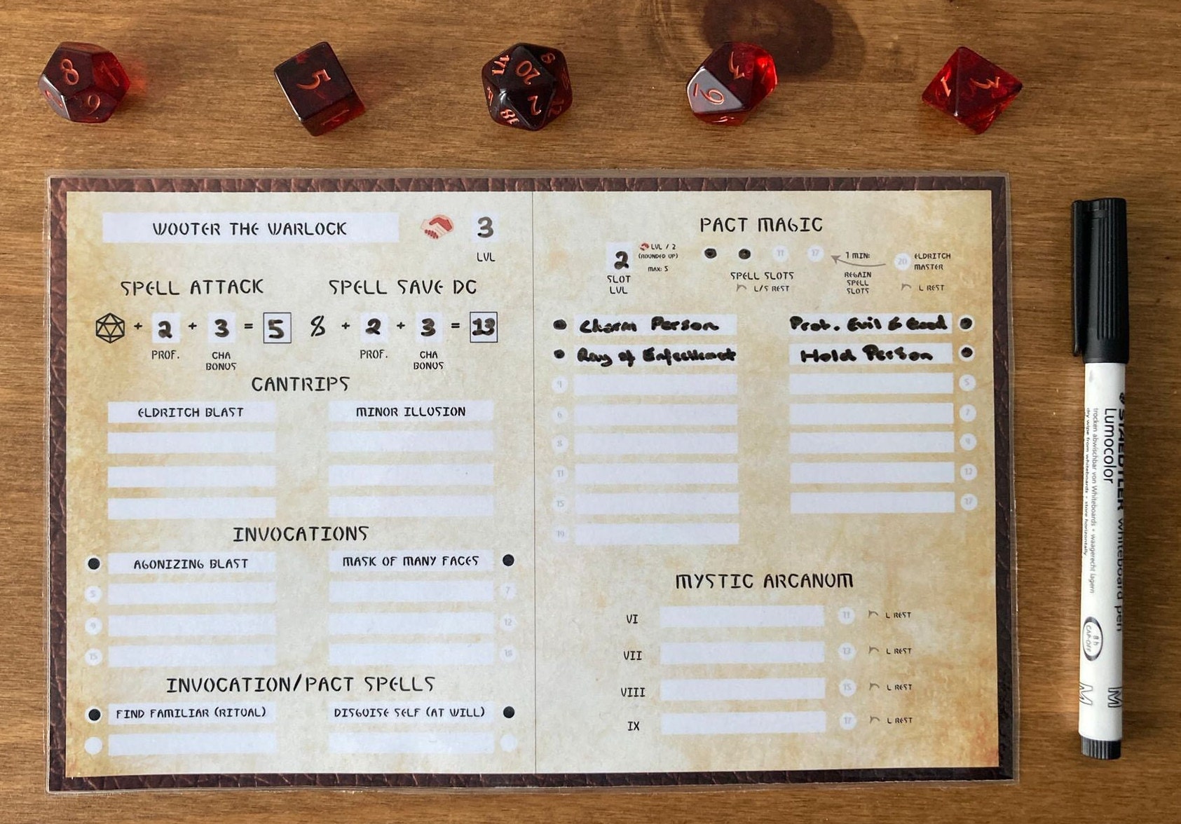 Dnd 2014 Warlock Spell and Ability Tracker | Spell Tome | Print at Home ...
