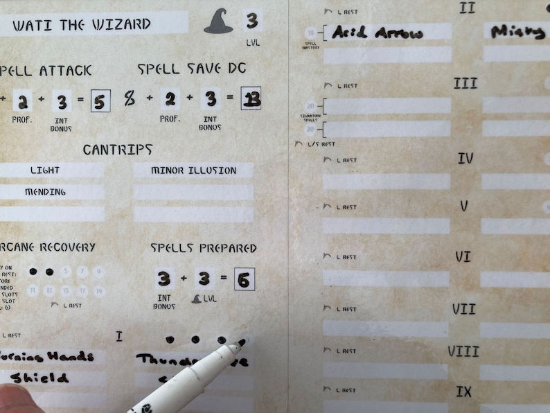 Dnd 5E Wizard Spell and Ability Tracker Spell Tome Print at Home ...