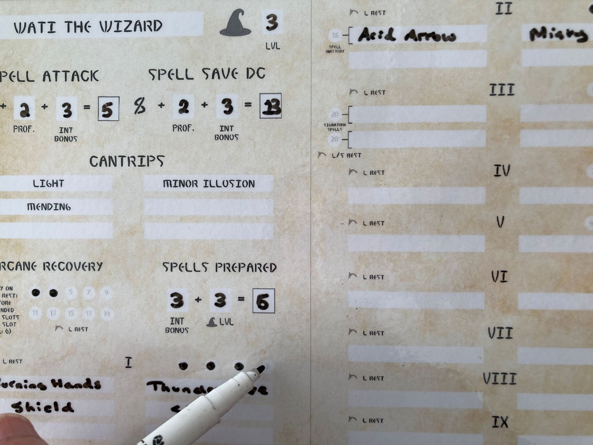 Dnd 5E Wizard Spell and Ability Tracker Spell Tome Print at Home ...