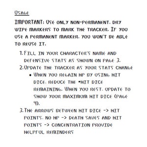 Dnd 5E Defenses Tracker Armor Class, Hit Points, Hit Dice, Saves ...